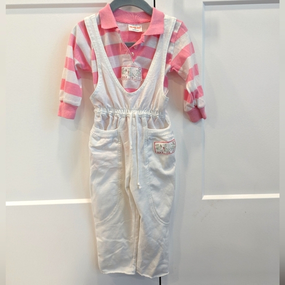 Vintage | Bottoms | Vintage 8s 90s Healthtex Pink Striped Polo Shirt ...